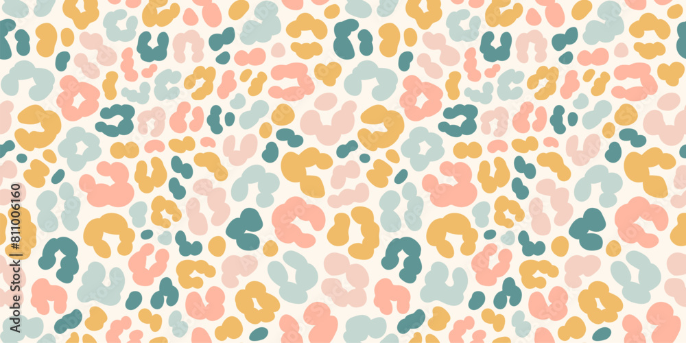 Pastel leopard or cheetah skin print seamless pattern. Hand drawn ...