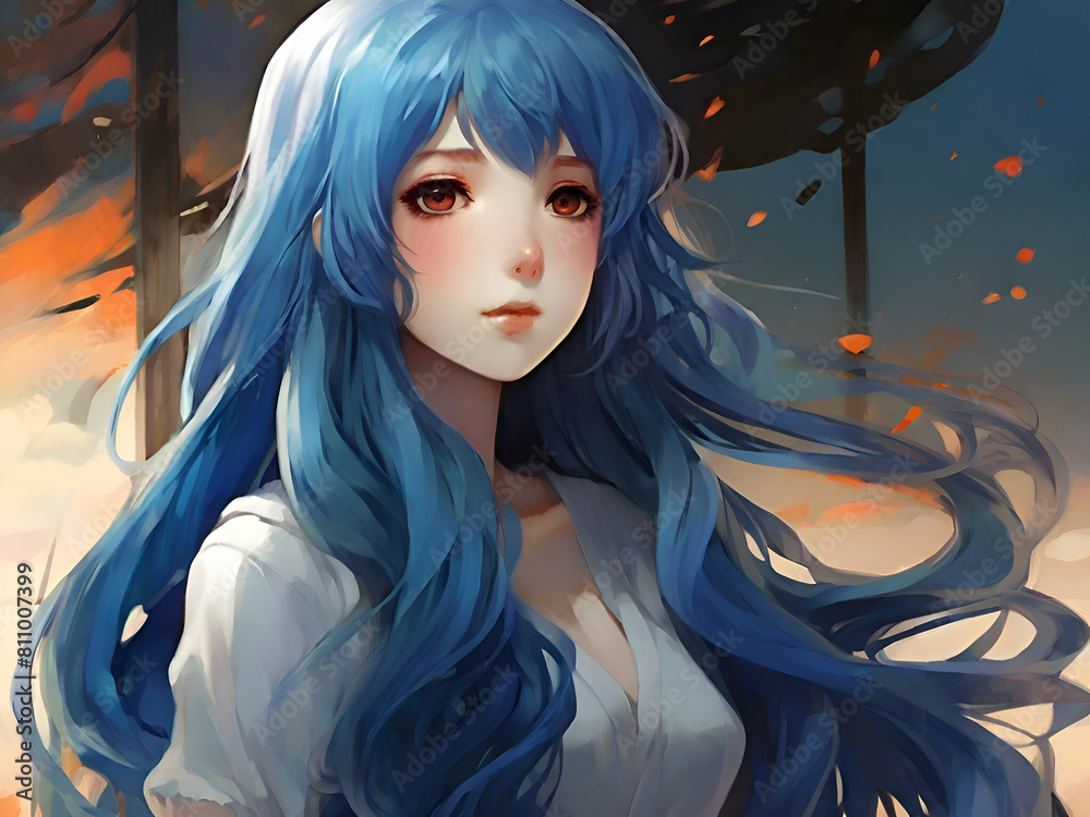 Anime portrait of a beautiful girl , to use as manga, background ...