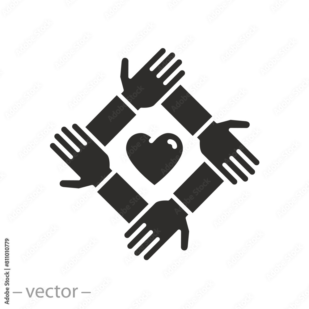 join the volunteer team icon, charity effort, together teamwork ...
