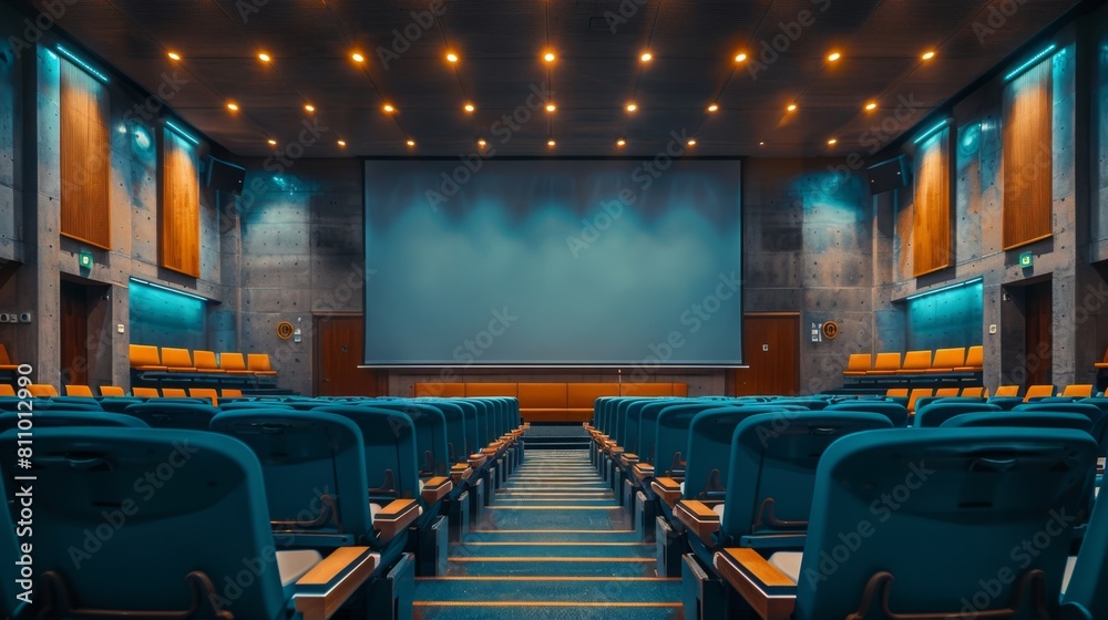 contemporary university lecture hall featuring neat rows of seats and a ...