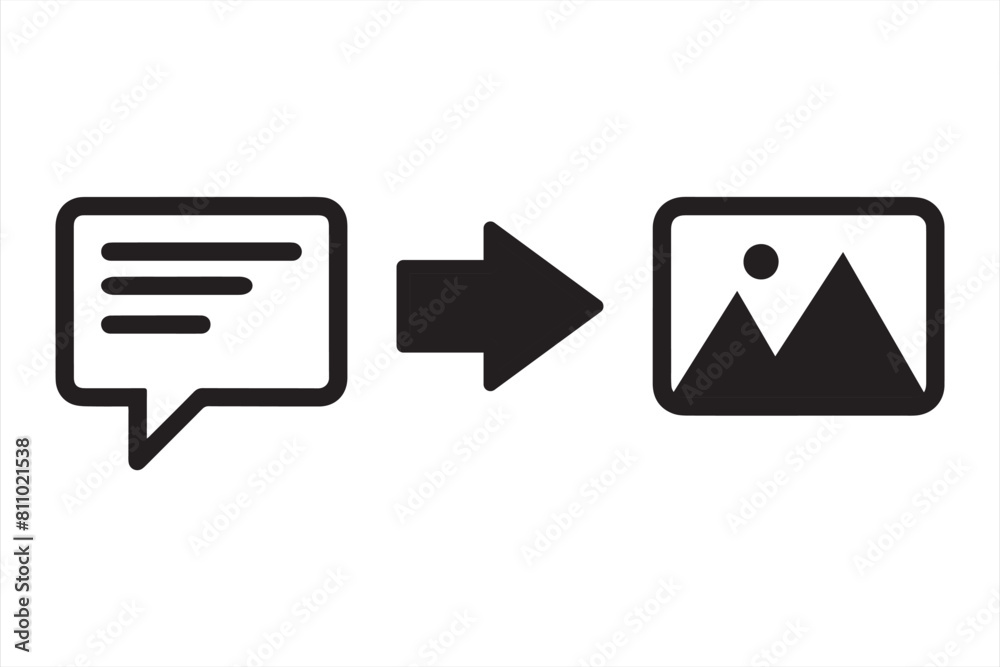 Text to image generative AI model flat vector icon for apps and ...