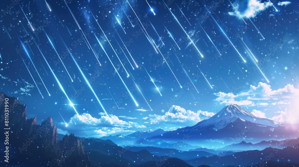 During a meteor shower in broad daylight dazzling meteorites streak ...