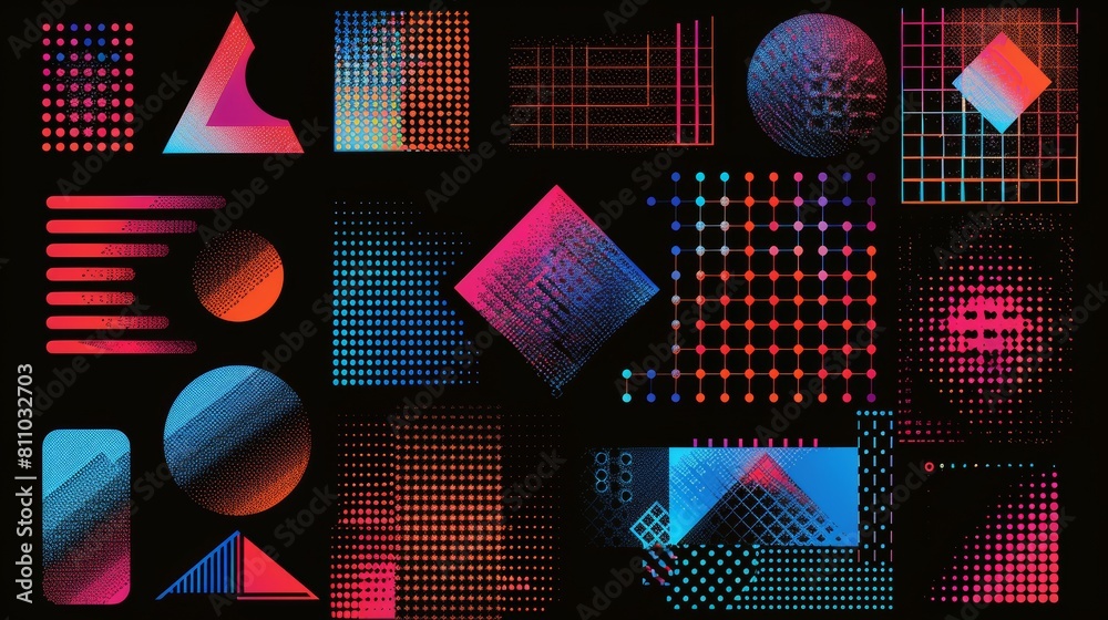 Retro isolated modern symbols in 2000s aesthetic design, Y2K elements ...