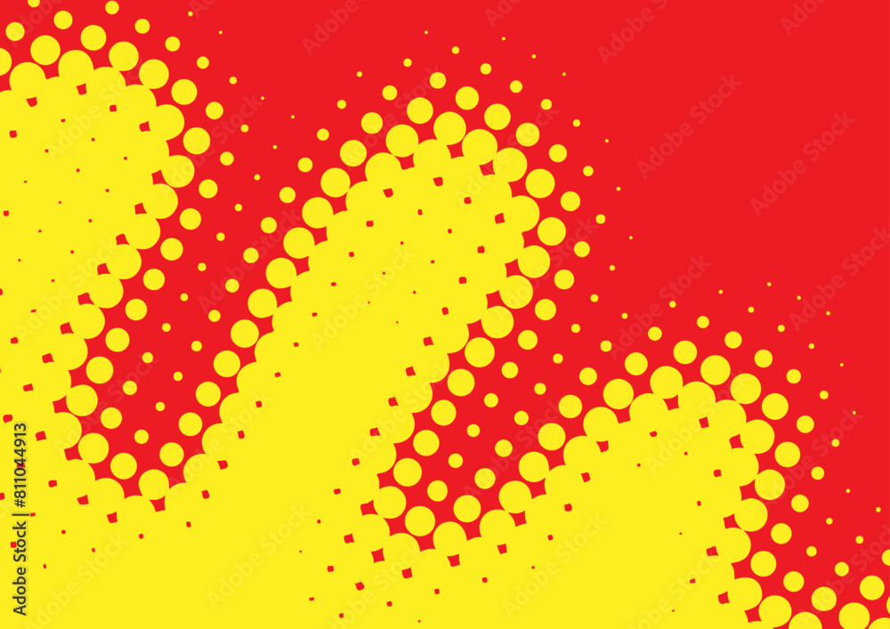 Awesome yellow and red pop art background with dot design in retro ...