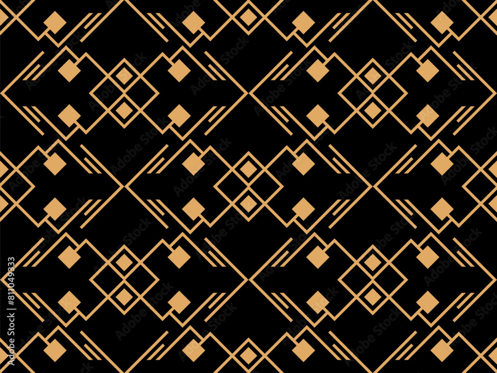 Geometric seamless pattern in line art style. Art deco geometric ...