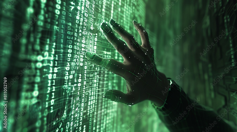 Cyber Attack a hacker's hand reaching out from a digital screen ...