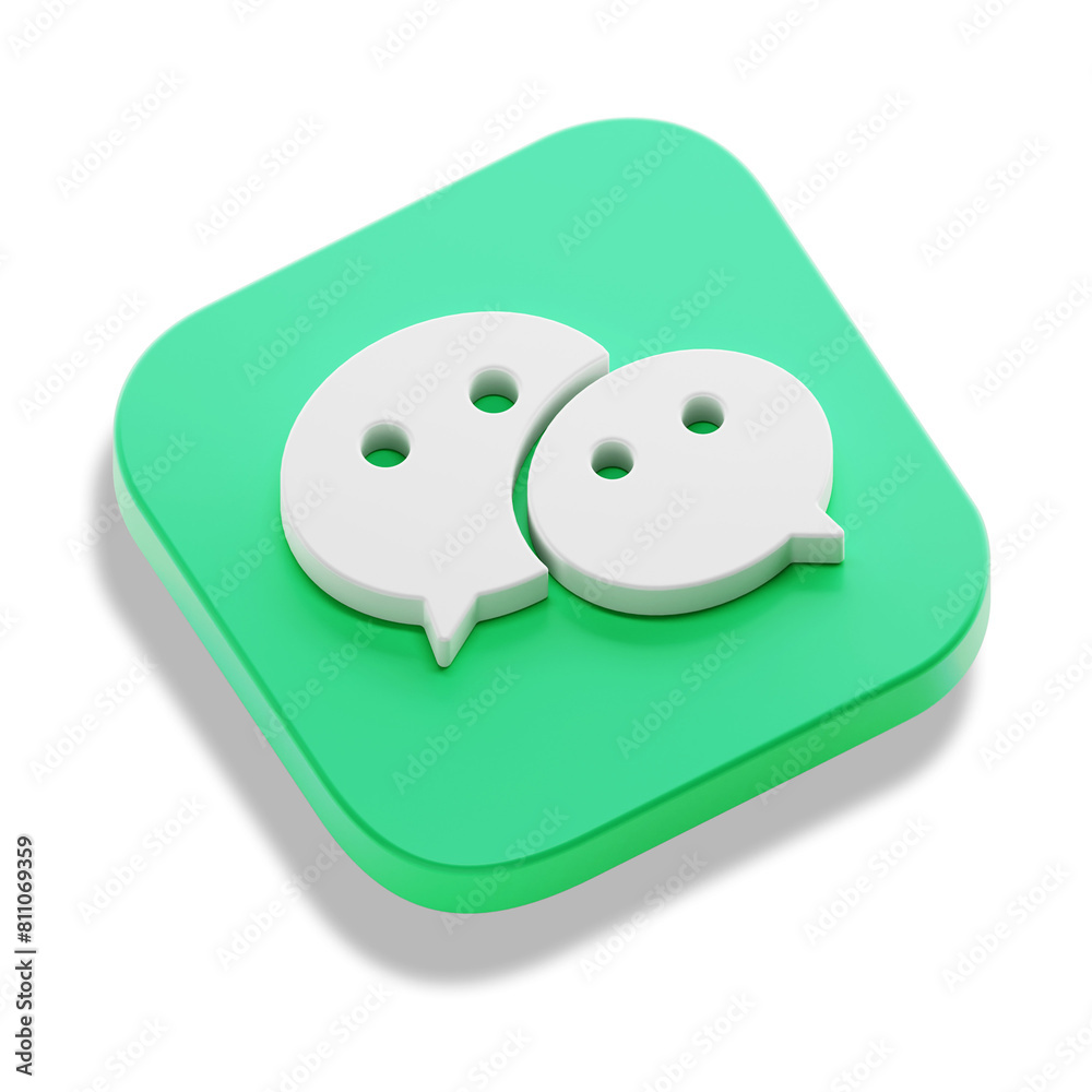 wechat social media app isometric concept logo icon element in round ...