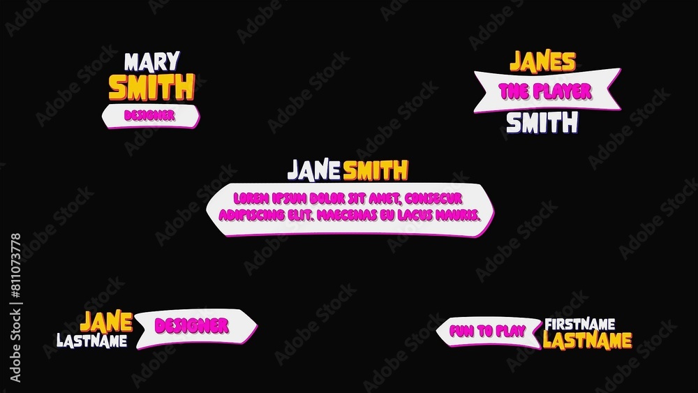 Energetic Playful Fun Bounce Lower Thirds Stock Template | Adobe Stock