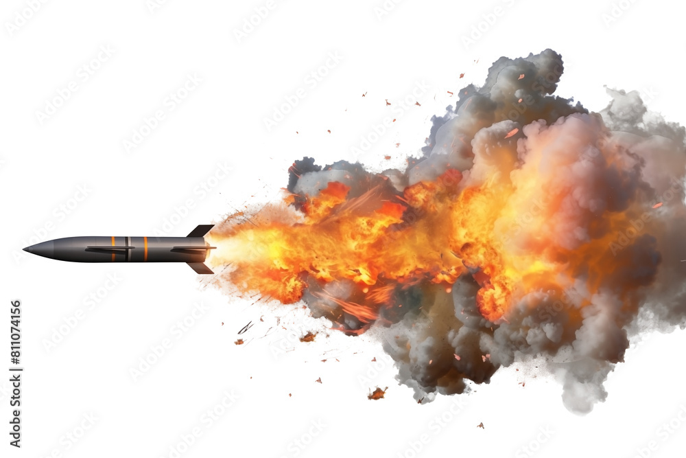 launched missile rocket PNG Isolated Projectile fire trail on ...
