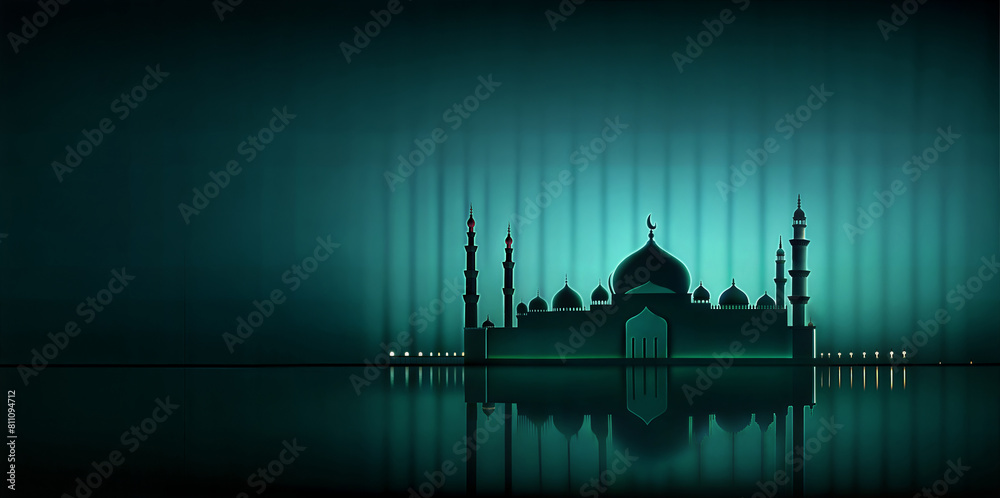 Elegant islamic background featuring a misty silhouette of a mosque ...