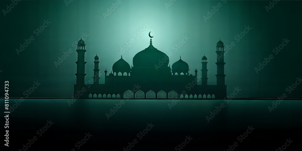 Elegant islamic background featuring a misty silhouette of a mosque ...