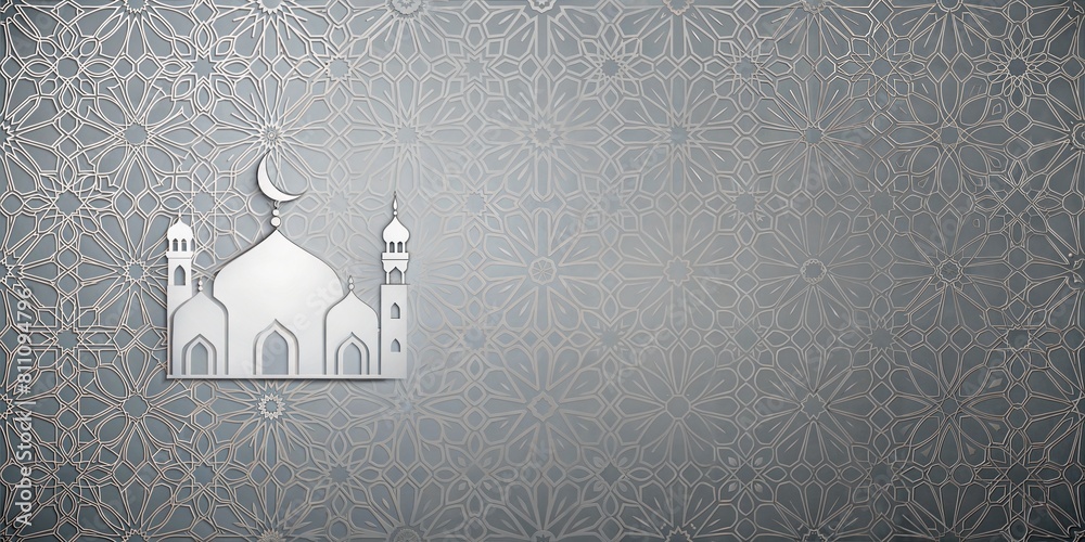 Elegant islamic background featuring a misty silhouette of a mosque ...