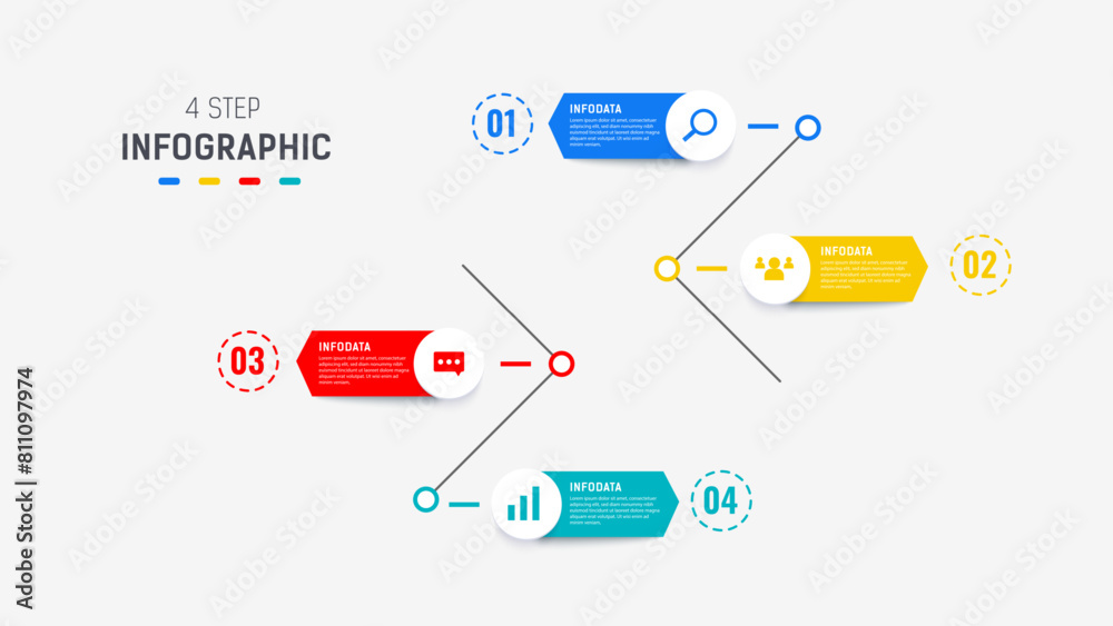Four Step Infographic element design Vector template for presentation ...