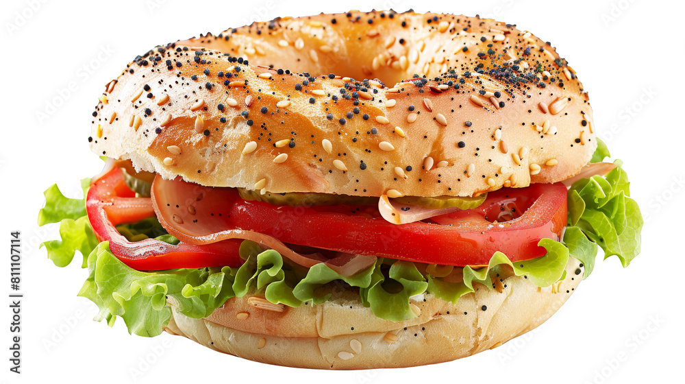 Bagel sandwich cut out transparent isolated on white background PNG ...