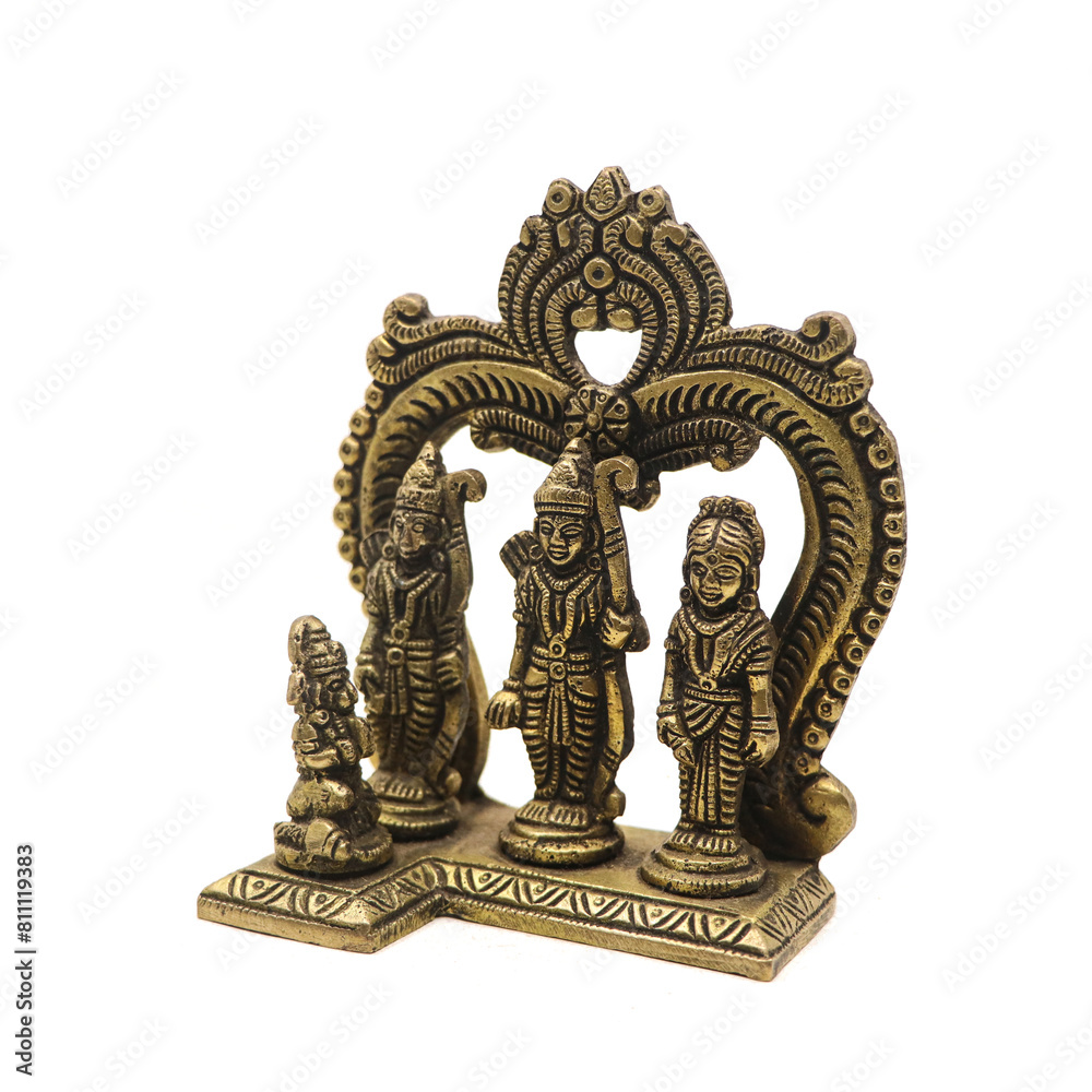 brass handcrafted statue of ram darbar with lord ram lakshman and sita ...