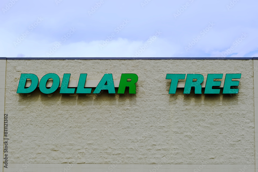 Dollar Tree retail company brand name logo sign on the store building ...