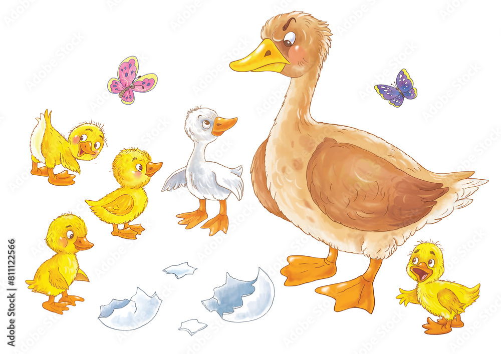 Ugly duckling. Fairy tale. Coloring page. Coloring book. Illustration ...
