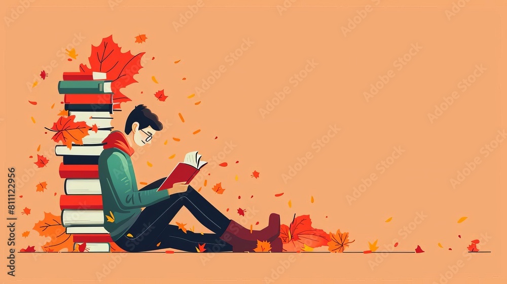 Easy reading list flat design side view book recommendations theme ...