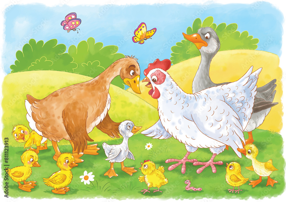 Ugly duckling. Fairy tale. Coloring page. Coloring book. Illustration ...