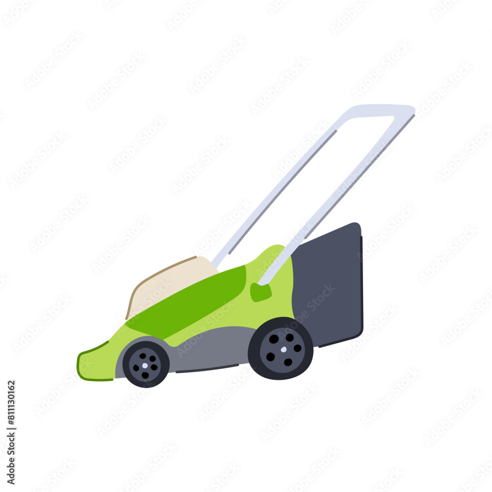 landscaping lawn mower cartoon. maintenance work, worker job, electric ...