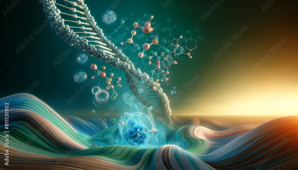 A cutting-edge pharmacogenomic interaction where a DNA helix seamlessly ...
