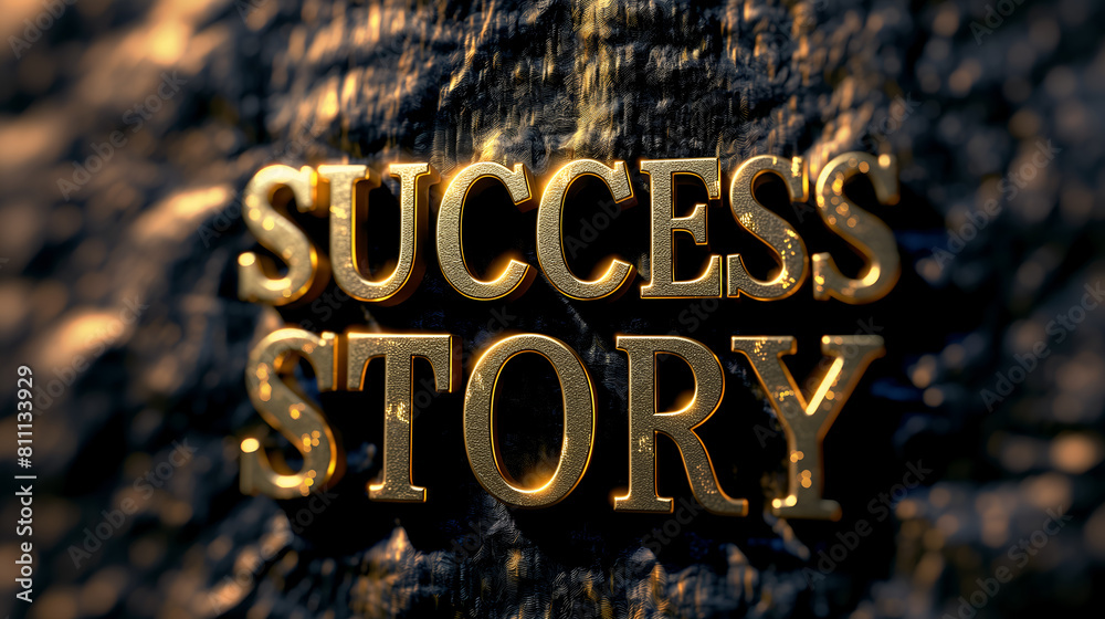 Golden success story word in 3d golden illustration, AI generation ...