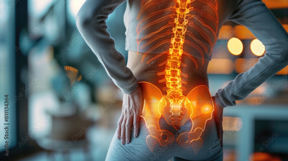 Poster, Foto Low back pain discomfort, ribs and the pelvis, dull ache ...