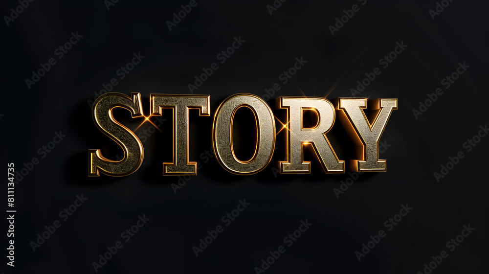 Golden story word in 3d golden label, AI generation Stock Illustration ...