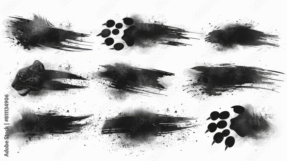 Scratches and marks caused by claws on animals. Flat style icon ...