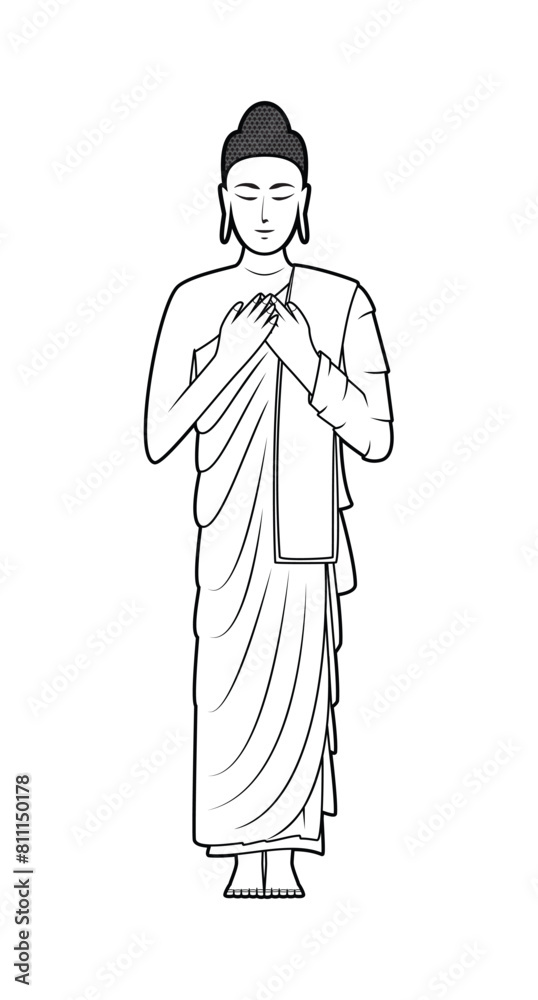 Line art of Buddhism with Gautama Buddha the founder of Buddhism ...