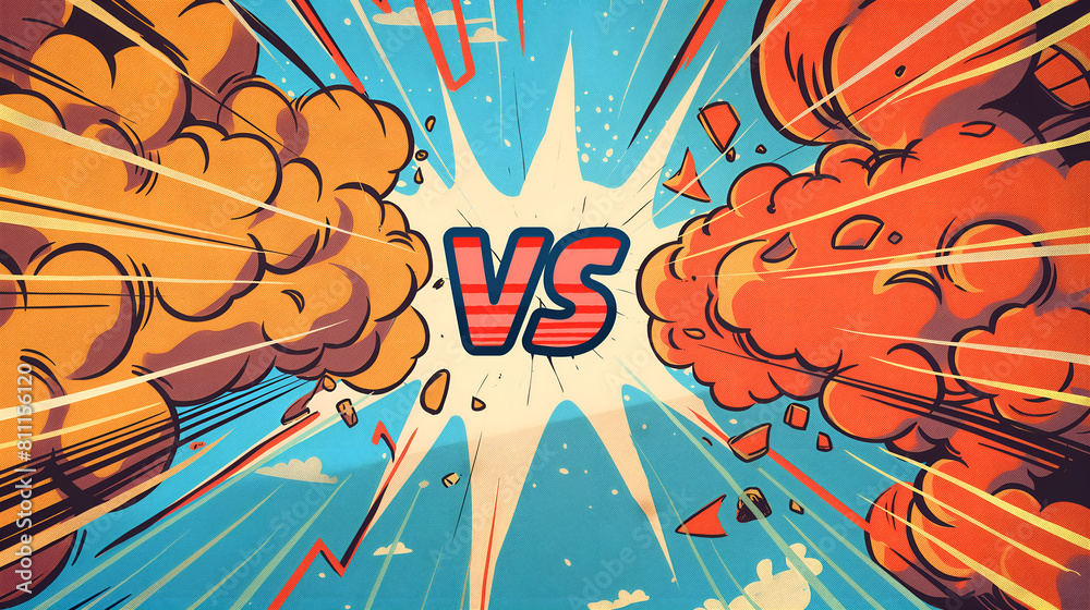 Cartoon comic background. Fight versus. Comics book colorful ...