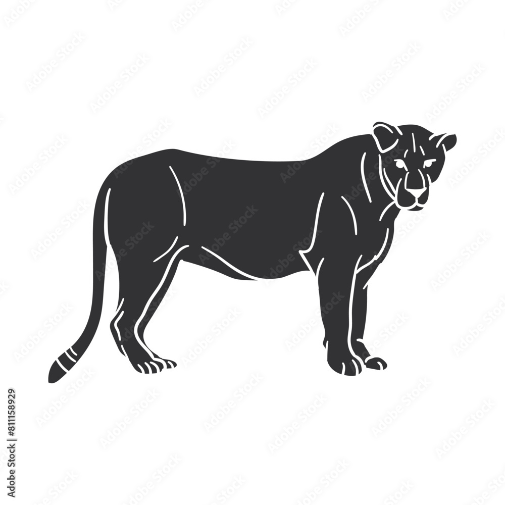 Lioness Icon Silhouette Illustration. Animals Vector Graphic Pictogram ...