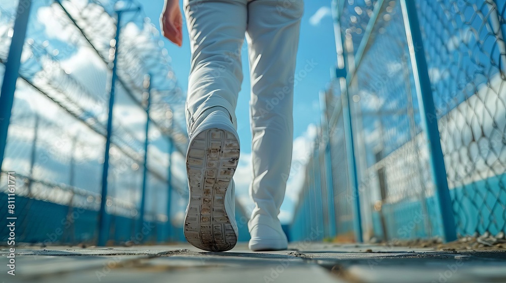 Foto de Image of an inmate s first steps outside of jail, breathing in ...