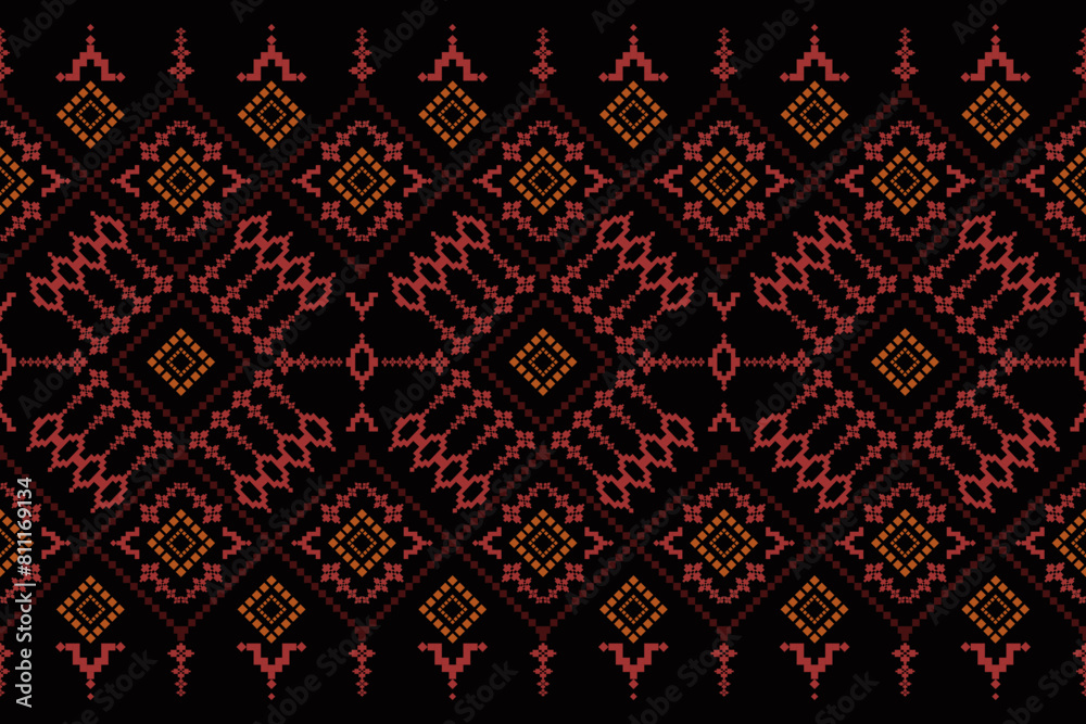Beautiful vintage cross stitch traditional ethnic pattern.floral pixel ...