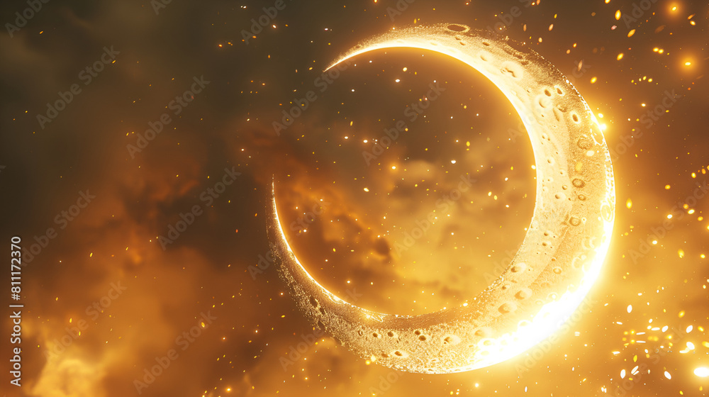 The symbol of the holy holiday of Eid alAdha A crescent moon and a star ...