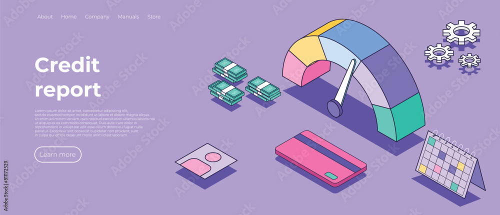 Credit score or rating concept in isometric style vector illustration ...