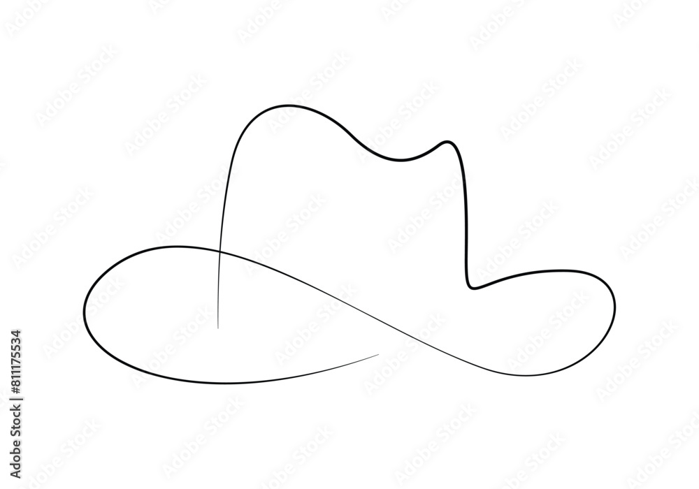 Cowboy hat continuous one line drawing vector illustration. Premium ...