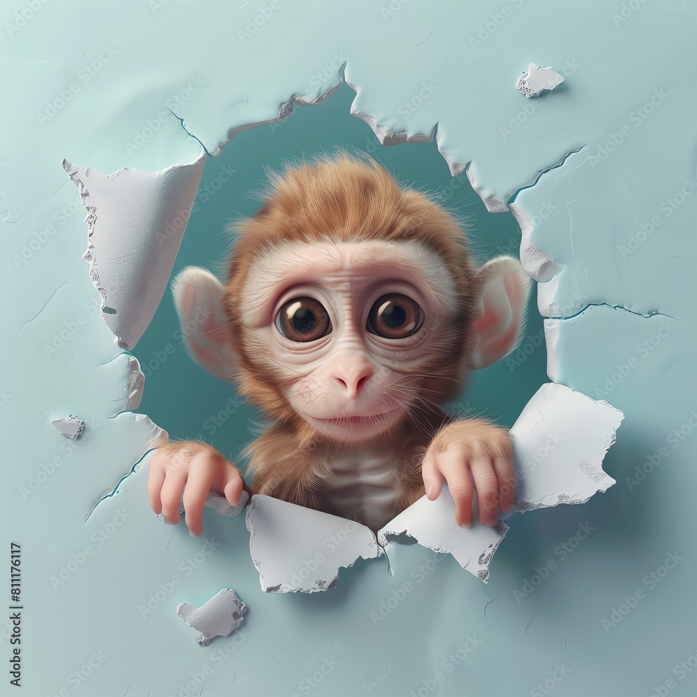 Monkey illustration of an animal with its adorable face poking through ...