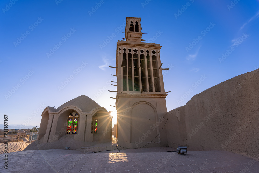The traditional Wind Tower towers over Yazd's skyline and is a fine ...