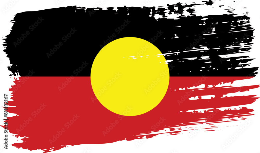 Australian Aboriginal flag, wide brush stroke on transparent background ...
