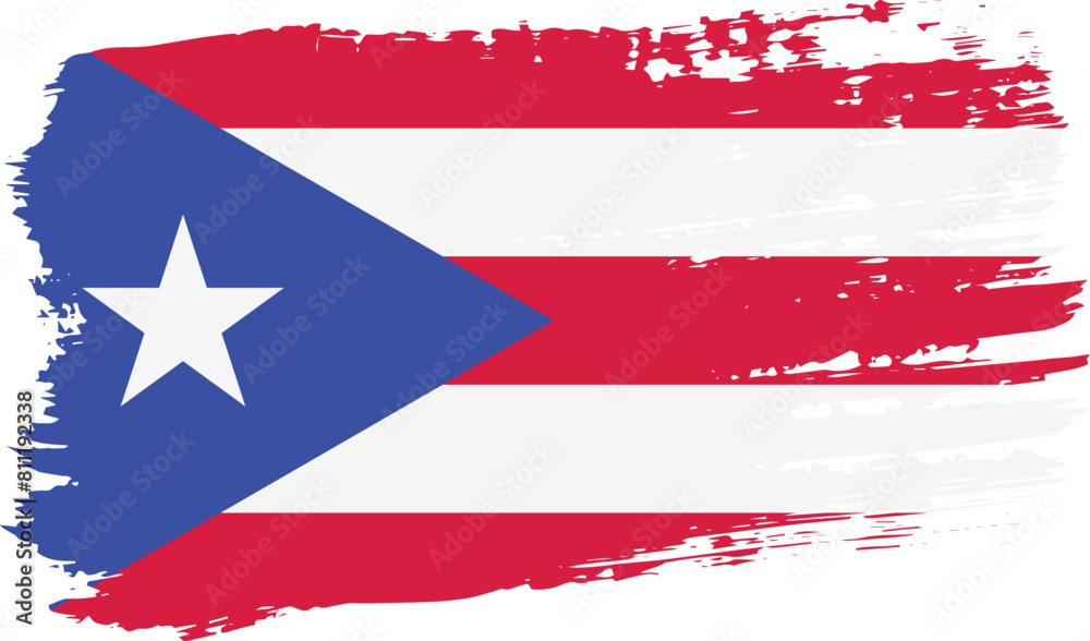 Poster Puerto Rico flag, wide brush stroke on transparent background ...