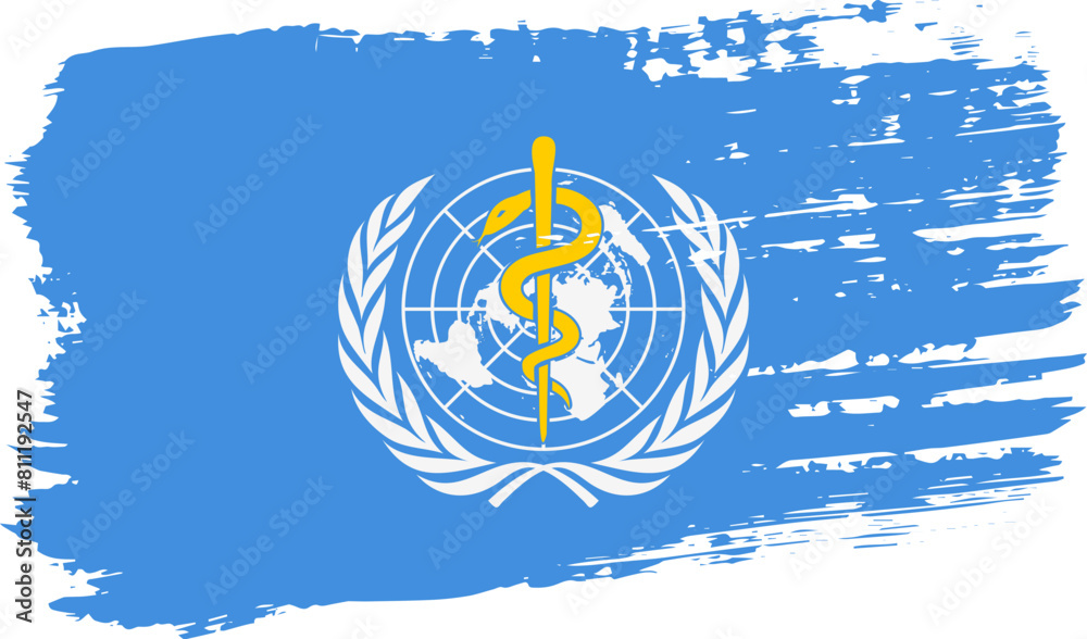 World Health Organization flag, wide brush stroke on transparent ...