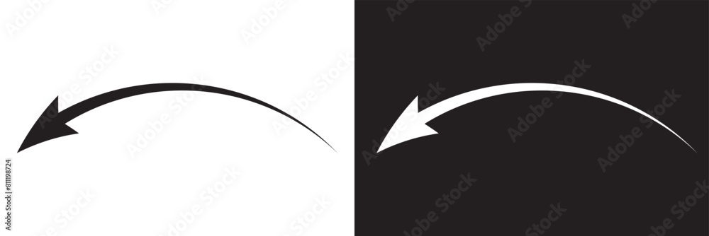 Curved arrow icon vector. Arrow pointer icon sign symbol in trendy flat ...