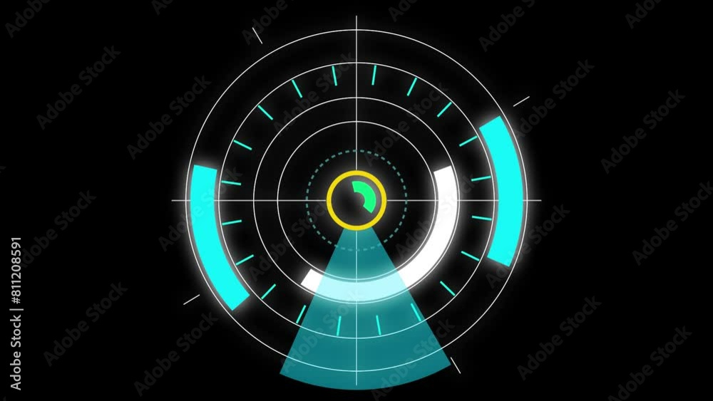 HUD animation. Dark radar Navigation is looking for objects. Simple ...