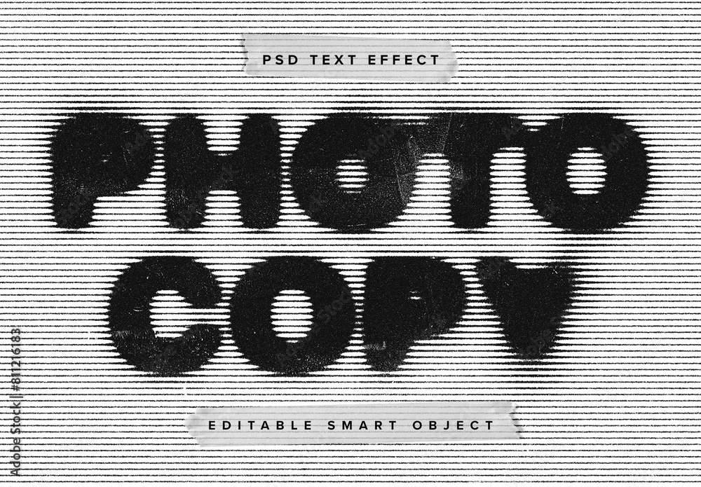 Warped Photocopy Text Effect Mockup Stock Template | Adobe Stock