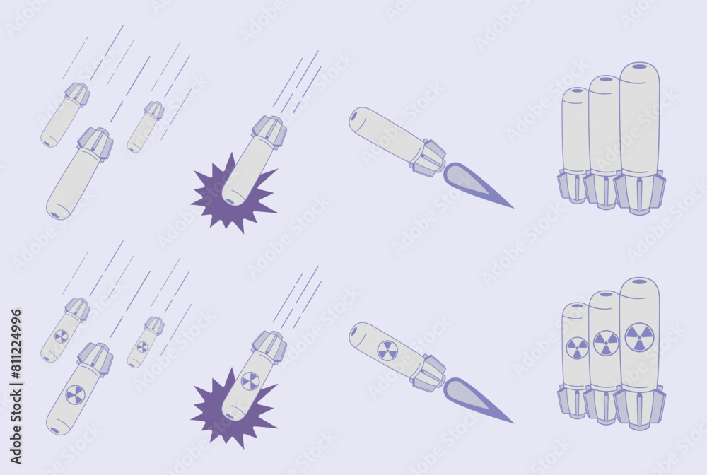 Nuclear Warhead Explosion, military aviation rocket, Flat nuclear bomb ...