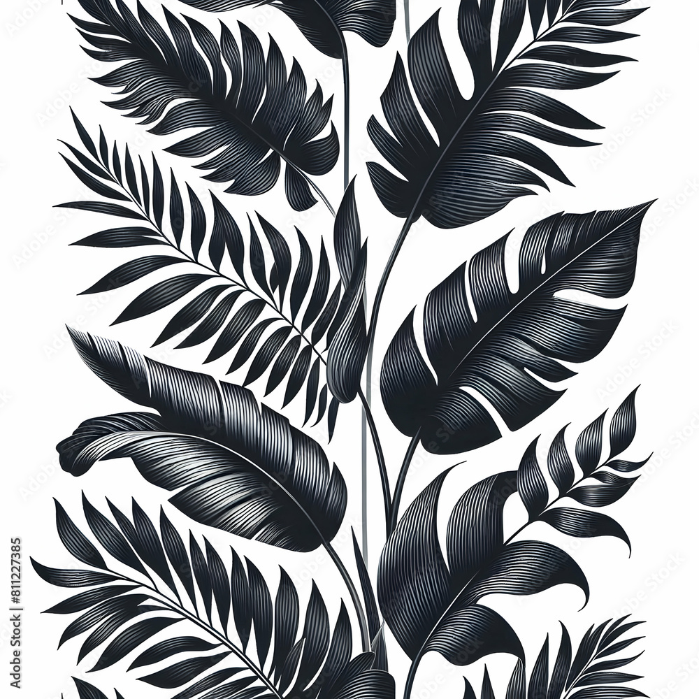 Jungle tree tropical vector silhouette illustration,Jungle plant vector ...