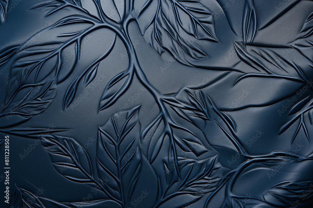 Embossed shiny blue texture leather with the leaf motif Stock Photo ...