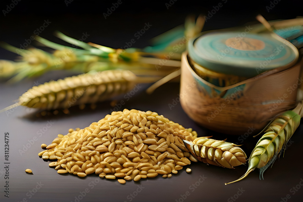 Cumin rice HD 8K wallpaper Stock Photographic,A green background with a ...
