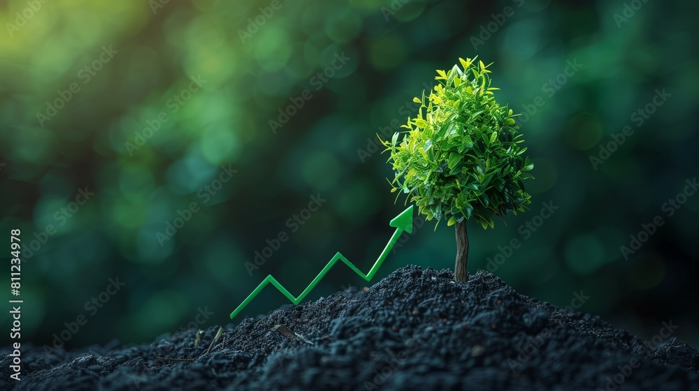 An upward arrow symbolizing the growing trend in sustainable investment ...